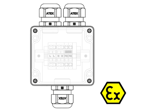 ATEX junction box 80 x 75 x 75 mm for e.g. ATEX lamps